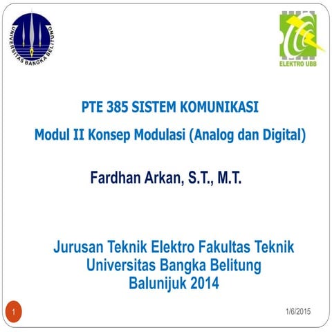 Modul 02 konsep modulasi, modulasi analog, am | PPTX