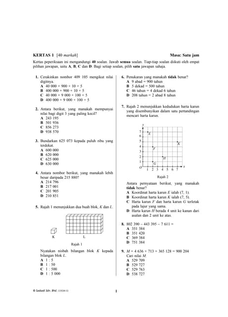 100 soalan Matematik Ting2 | PDF