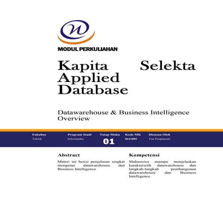 Modul 1 - Datawarehouse & Business Intelligence Overview | PDF