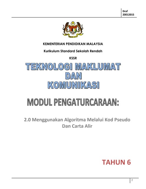 2.0 menggunakan algoritma melalui pseudokod dan carta alir | PDF