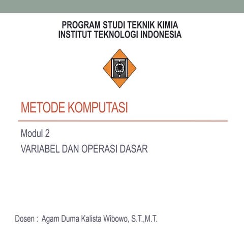 Modul 2 Variabel Dan Operasi Dasar 1 Pptx