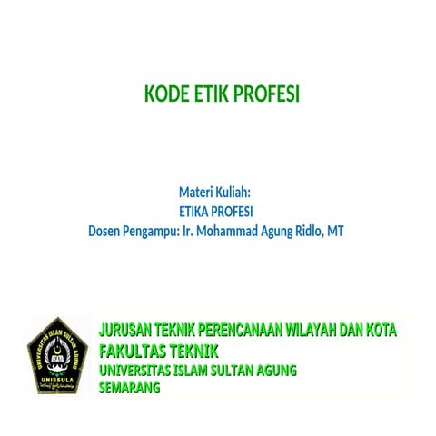 MODUL 3 KODE ETIK.ppt universitas islam sultan agung | PPT