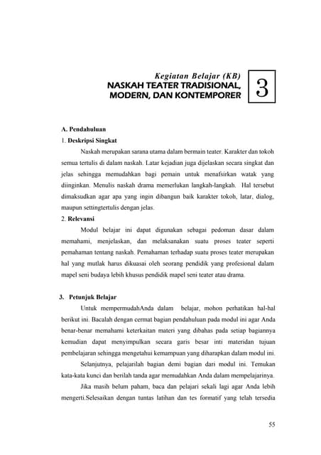 PPT IV SENI BUDAYA KB 3: NASKAH TEATER TRADISIONAL, MODERN, DAN KONTEMPORER | PPT