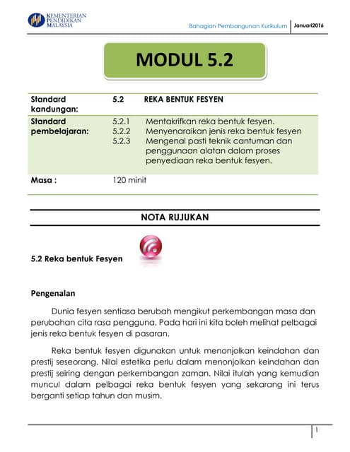 RBT T1 Definisi Reka Bentuk Fesyen | PPTX