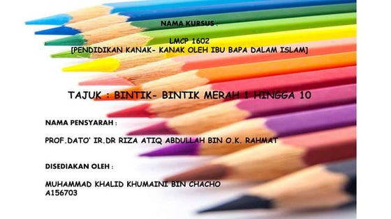 LMCP1602 Pendidikan Kanak Kanak Oleh Ibu Bapa Dalam Islam (Bintik ...