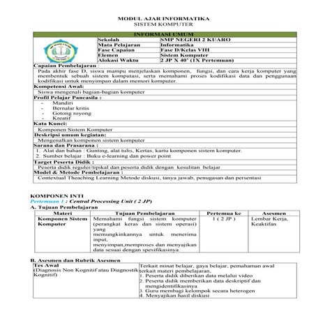 Modul Ajar kelas 8- SK- Komponen SK .docx