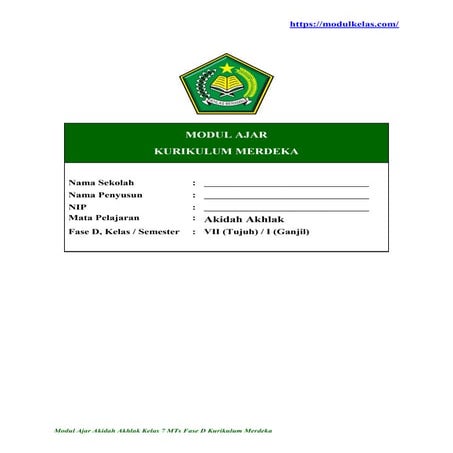Modul Ajar Akidah Akhlak Kelas 7 MTs Fase D Kurikulum Merdeka | PDF