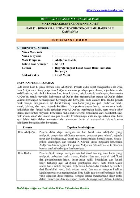 Modul Ajar Akidah Akhlak Kelas 8 Fase D Kurikulum Merdeka | PDF