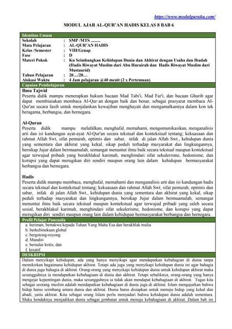 Modul Ajar Bahasa Arab Kelas 10 Fase E Kurikulum Merdeka | PDF