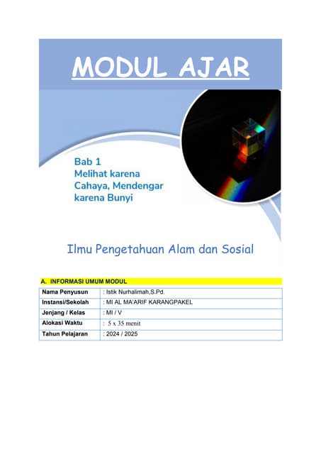 Modul Ajar IPA Kelas 8 Deep Learning Terbaru | PDF