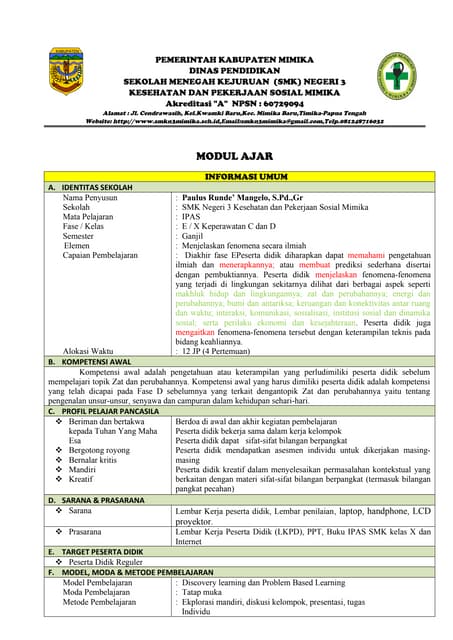 MODUL AJAR TaRL IPAS KELAS 4 PERUBAHAN WUJUD BENDA UKIN.docx