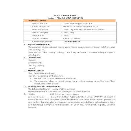 MODUL AJAR BAB III.pdf kelas VII nnnnnnnnnnnnnnnnnnnnnn | PDF