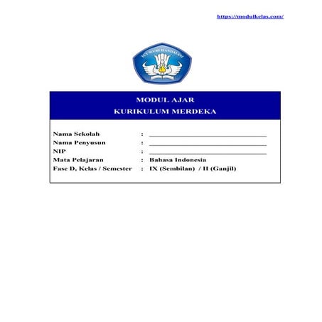 Modul Ajar Bahasa Indonesia Kelas 9 Fase D Kurikulum Merdeka | PDF