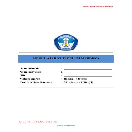 Modul Ajar BAHASA INDONESIA SMP KELAS 7 KURMER.docx