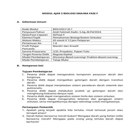 MODUL AJAR BIOLOGI SMA KELAS XI BAB 3.docx