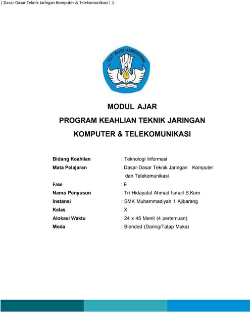 MODUL AJAR INFORMATIKA BERPIKIR KOMPUTASIONAL KELAS X SMK | PDF