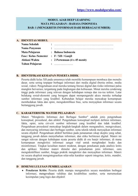 MODUL PEMBELAJARAN DEEP LEARNING BAHASA INDONESIA KELAS 1 CP 032 REVISI 2025 KURIKULUM MERDEKA ...