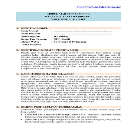 Modul Ajar Deep Learning Biologi Kelas 11 Kurikulum Merdeka | PDF