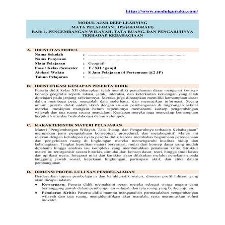 Modul Ajar Deep Learning Geografi Kelas 12 Kurikulum Merdeka | PDF