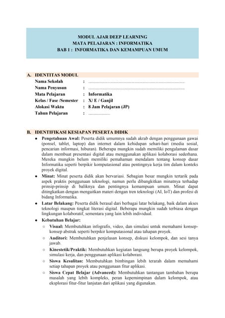 Modul Ajar Deep Learning Sejarah Kelas 10 Kurikulum Merdeka | PDF
