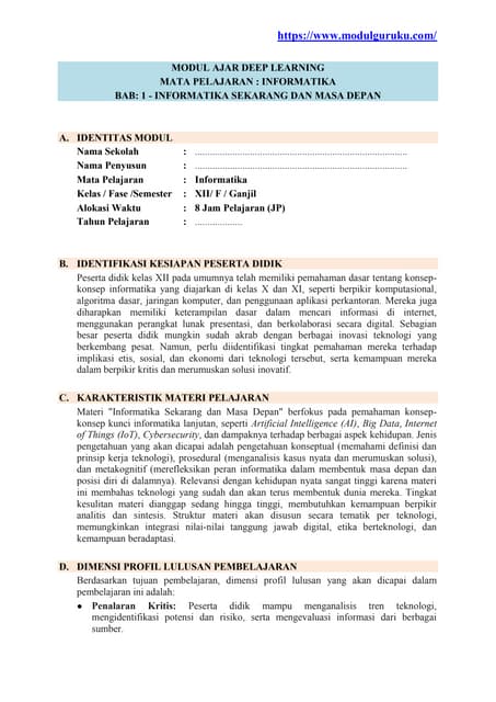 Modul Ajar Deep Learning PKN Kelas 8 Kurikulum Merdeka | DOCX