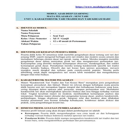 Modul Ajar Deep Learning Seni Teater Kelas 12 Kurikulum Merdeka | PDF