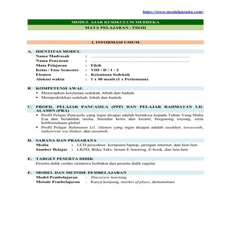 Modul Ajar Fikih Kelas 8 Fase D Kurikulum Merdeka | PDF