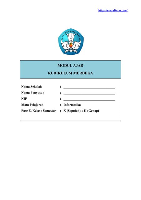 MODUL AJAR INFORMATIKA KELAS X SMK/SMA/MA | PDF