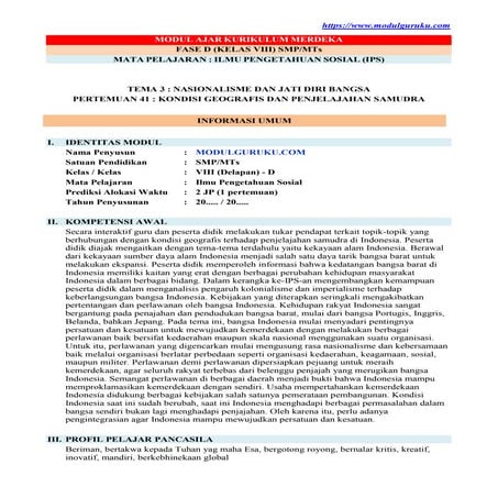 Modul Ajar IPS Kelas 8 SMP Fase D | DOCX