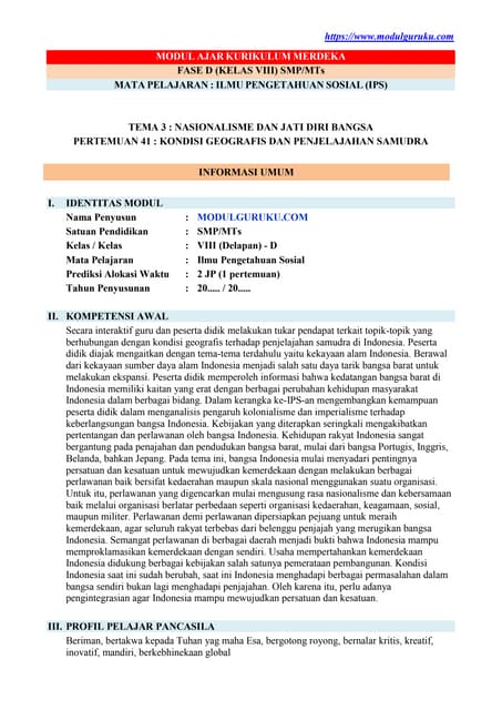 Modul Ajar IPS Kelas 9 Kurikulum Merdeka | PDF