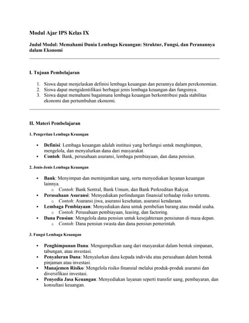 Modul IPS Kelas 9 kurikulum merdeka sem1 | DOCX