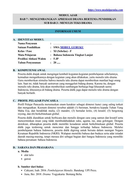 Modul Ajar Bahasa Indonesia Kelas 10 Fase E | PDF