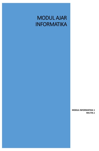 MODUL AJAR INFORMATIKA KELAS X SMK/SMA/MA | PDF