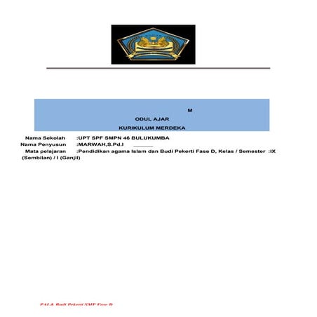 Modul Ajar pendidikan agama islam dan budi pekerti | DOCX