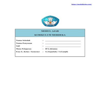 Modul Ajar Kimia Kelas 10 SMA/MA Fase E Kurikulum Merdeka | PDF