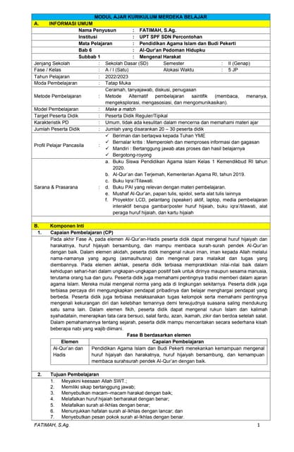 BAB 7 - MA PAIBP Kls 5 MODUL AJAR PAI DAN BP KELAS 5 BAB 7 TENTANG KETIKA BUI BERHENTI BERPUTAR ...