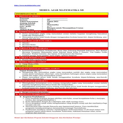 Modul Ajar Matematika BAB 3 Kelas 1 | DOCX