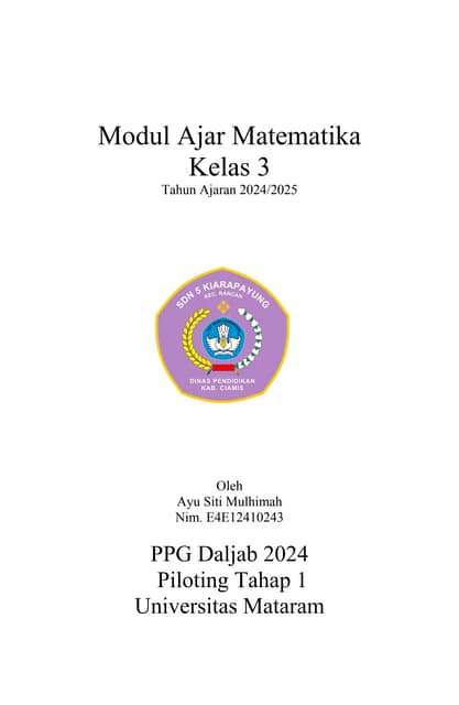 Modul ajar Matematika Kelas 4 tentang pola bilangan.pdf