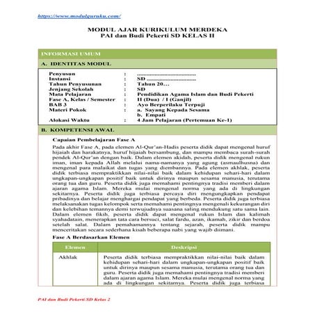 Modul Ajar Akidah Akhlak Kelas 8 Fase D Kurikulum Merdeka | PDF