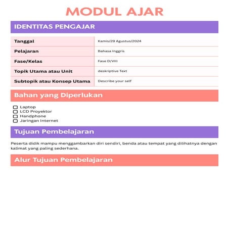Modul Ajar PEMBATIK Level 2, Agustus 2024 | PDF