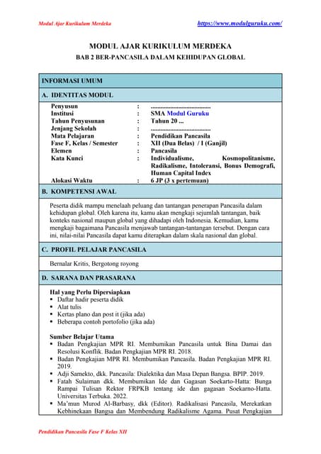 Modul Ajar Sejarah Kelas 11 Fase F Kurikulum Merdeka | PDF