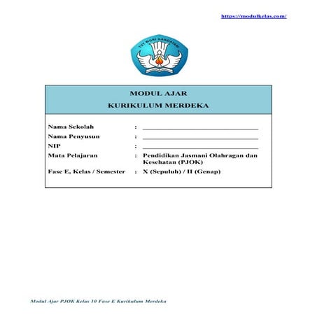 Modul Ajar PJOK Kelas 10 SMA/MA Fase E Kurikulum Merdeka | PDF