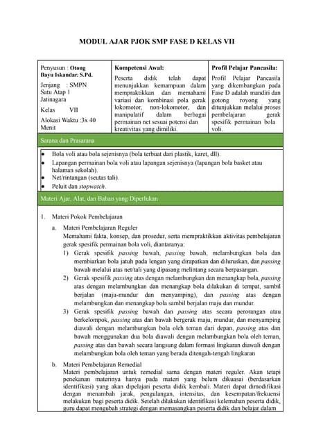 MODUL AJAR PJOK FASE C KELAS 5 KURIKULUM MERDEKA | PDF