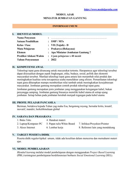 Modul Ajar Prakarya Rekayasa Kelas 7 Fase D | DOCX Modul Ajar Prakarya Rekayasa Kelas 7 Fase D | DOCX