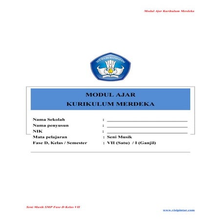 Modul Ajar SENI MUSIK SMP KELAS 7 KURIKULUM MERDEKA | DOCX