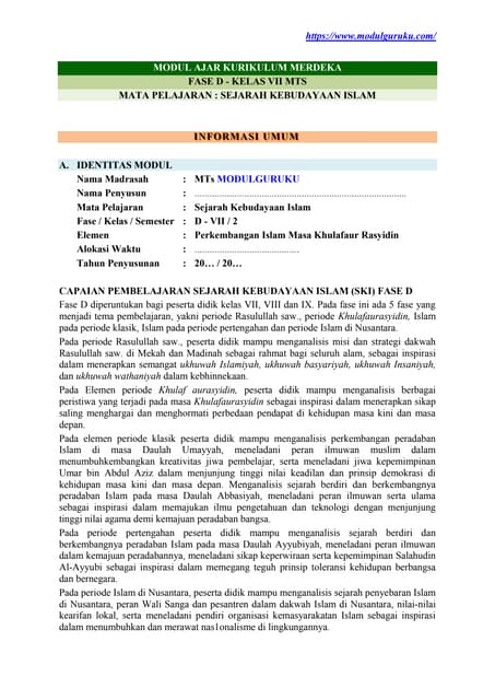 Modul Ajar Fikih Kelas 7 Fase D Kurikulum Merdeka | PDF