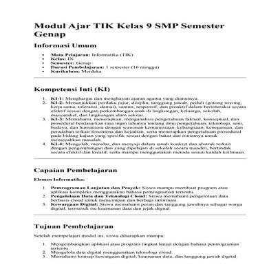 Modul Ajar TIK Kelas 9 SMP Semester Genap.docx
