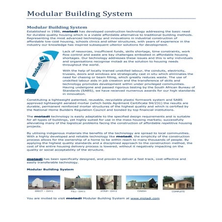 Modular Building System | PDF