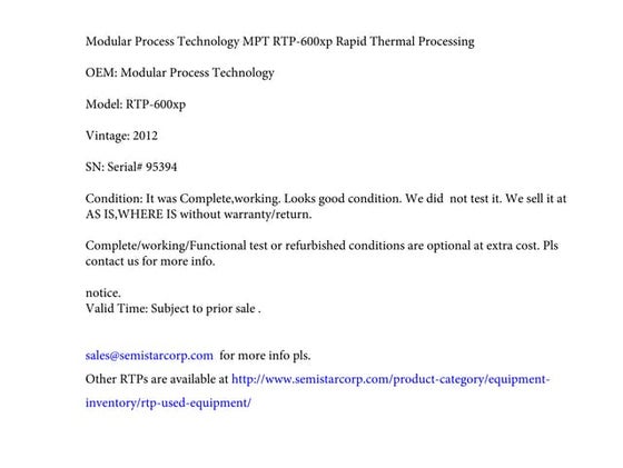 AccuThermo AW 410 Rapid Thermal Processing Equipment | PDF