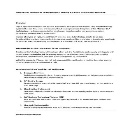 Modular SAP Architecture for Digital Agility | DOCX